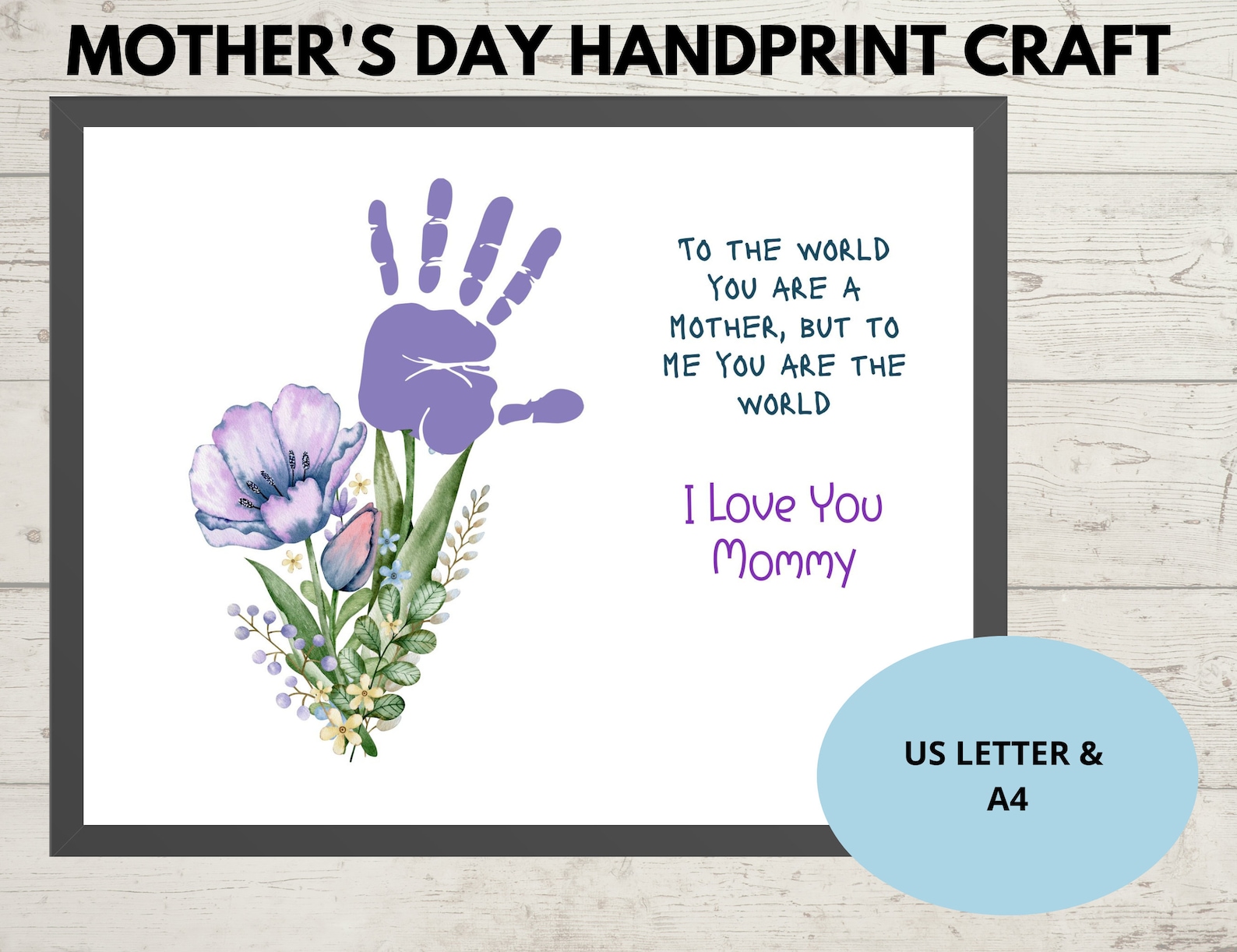 Mother's Day Flower Handprint Art, I Love You Mommy Printable Gift ...