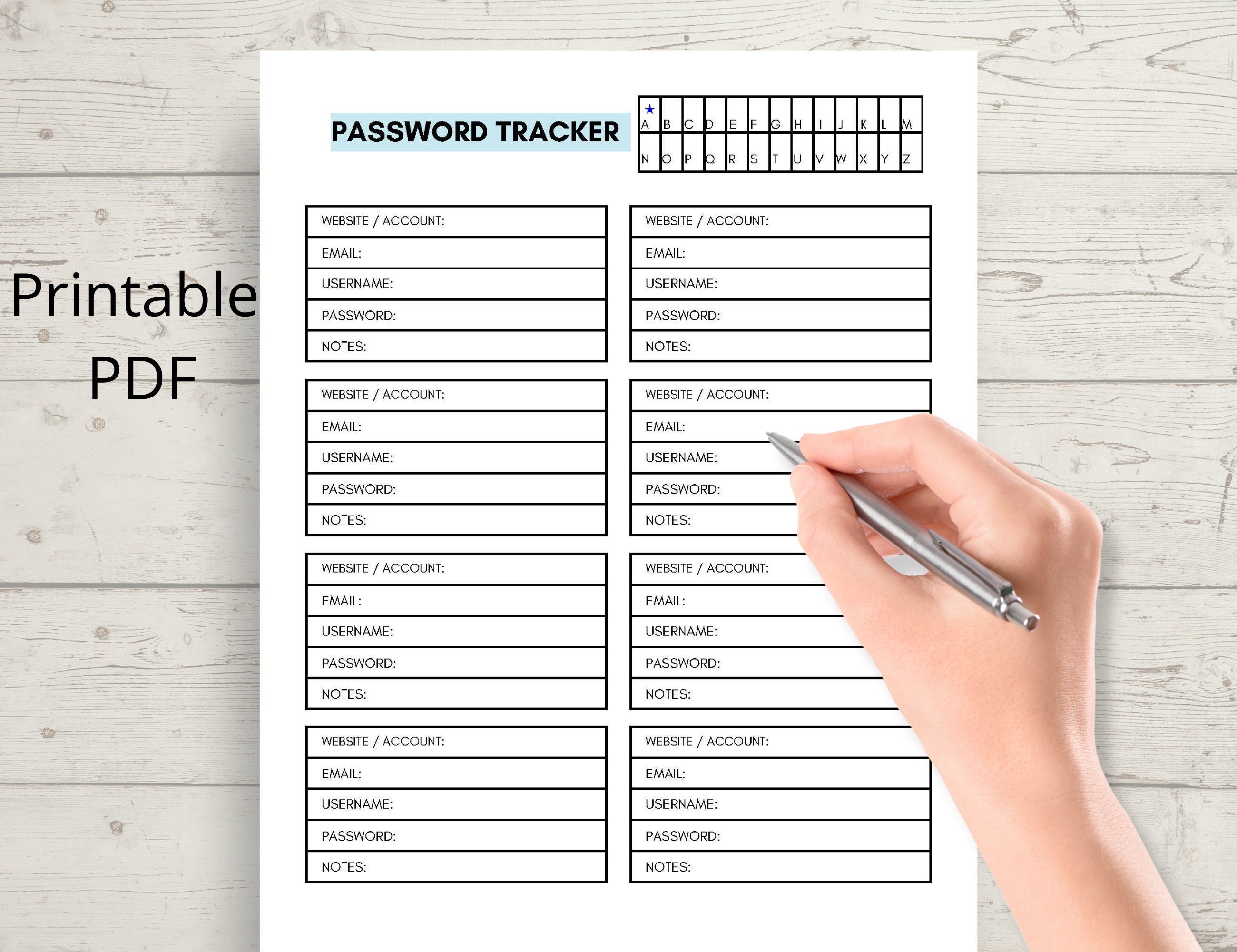 Password Book Printable and Editable, Password Tracker, Password Log ...