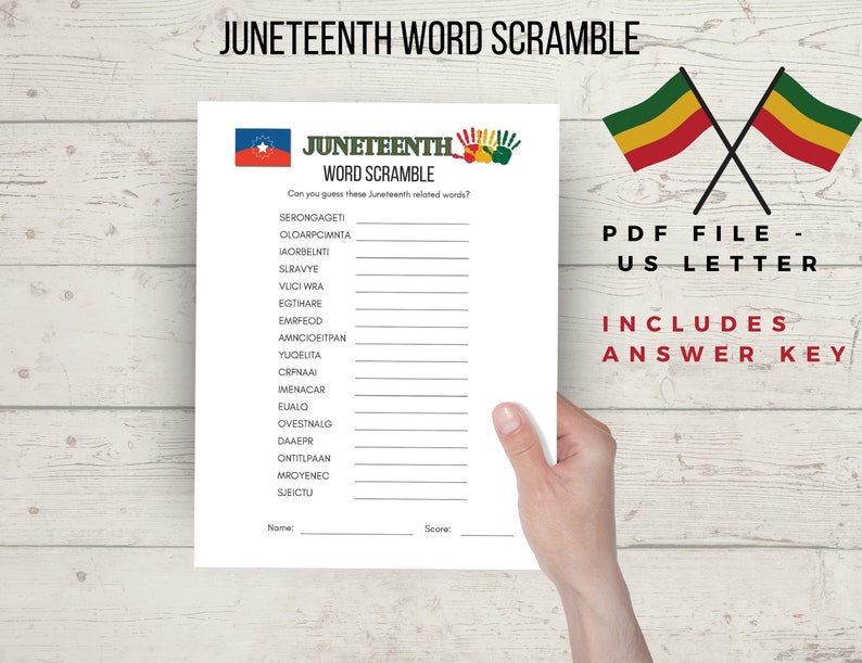 Juneteenth Word Scramble Game Printable, Party or School Emancipation ...