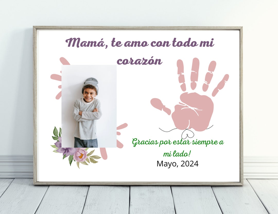 Mothers Day, Mom Handprint Mama Photo Handprint Art in Spanish Mothers ...