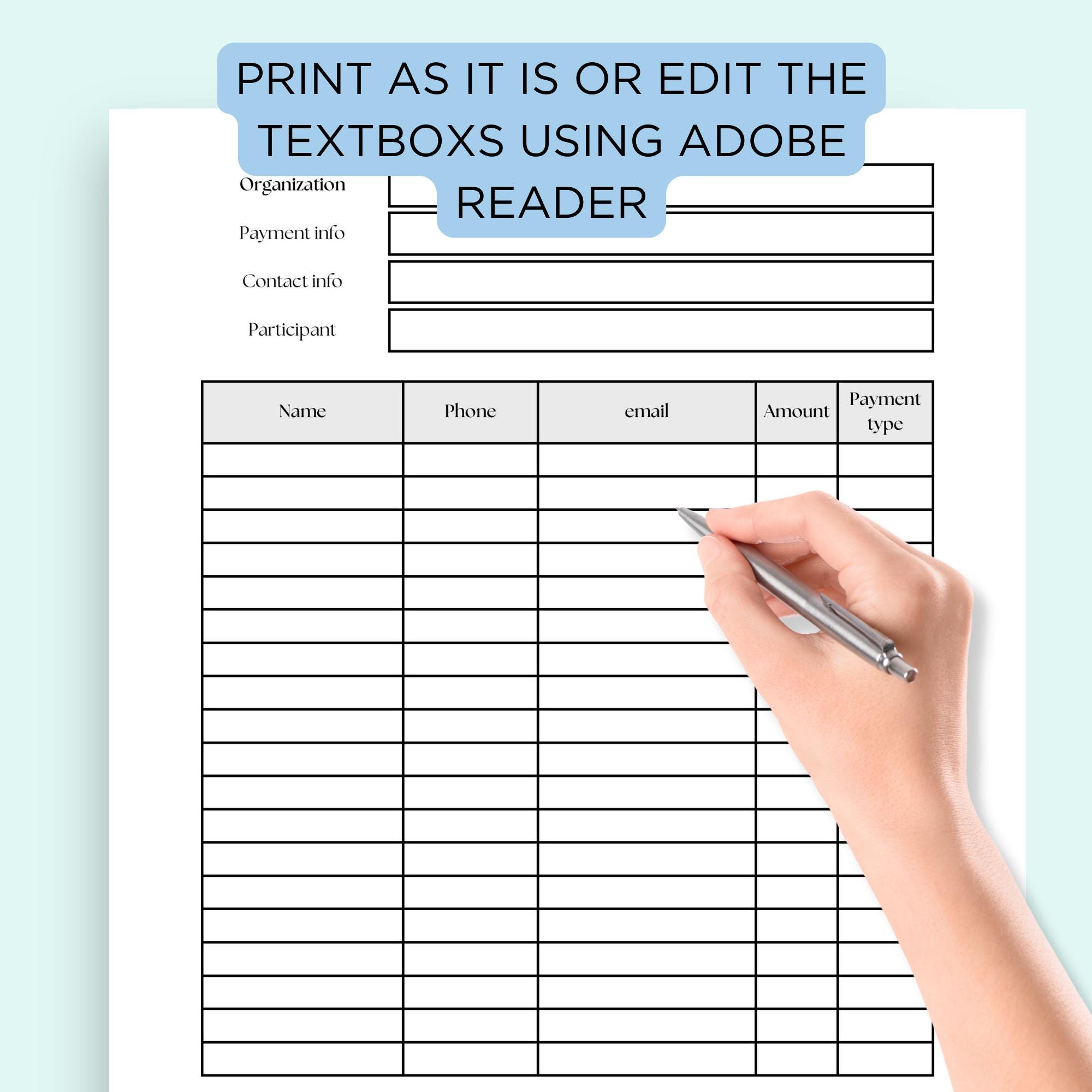 Fundraising Form, Fundraiser Tracker, Donation Sheet Fundraising PDF ...