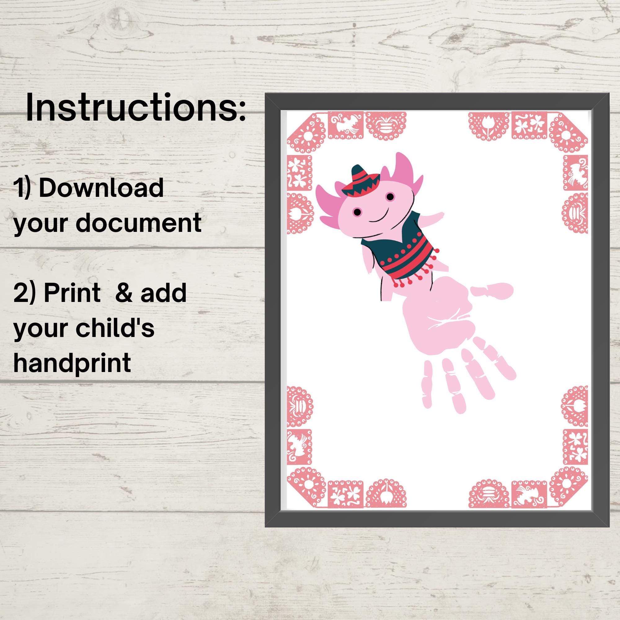 Axolotl With Sombrero Handprint or Footprint Craft, Hispanic Heritage ...