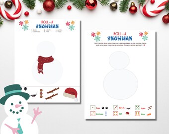 Roll a Snowman Game Printable Roll a Snowman Drawing Game Digital ...