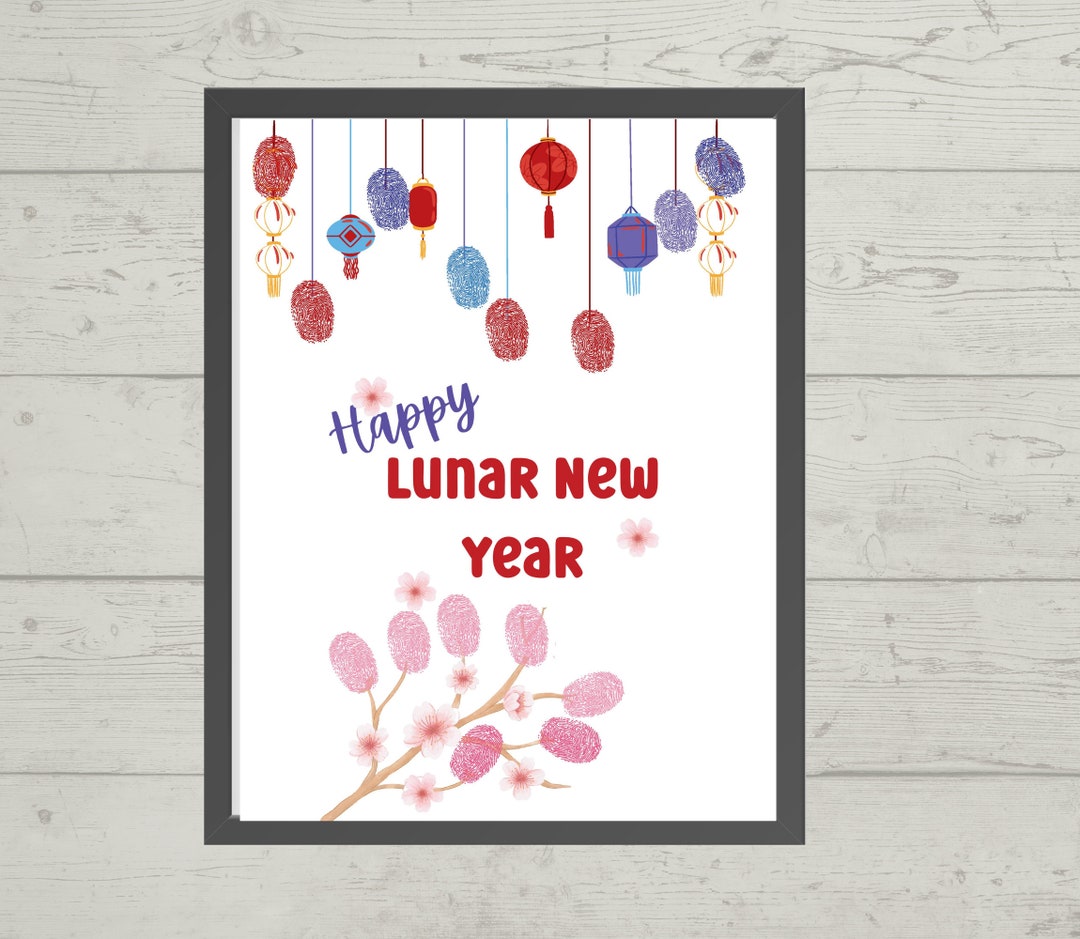 Lunar New Year Fingerprint or Handprint Craft Printable, Lunar New Year ...