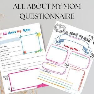 All About My Mom Questionnaire, Mothers Day Gift Questionnaire ...