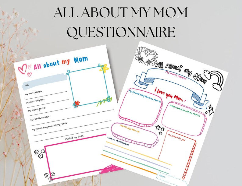 All About My Mom Questionnaire Mothers Day Gift Questionnaire - Etsy