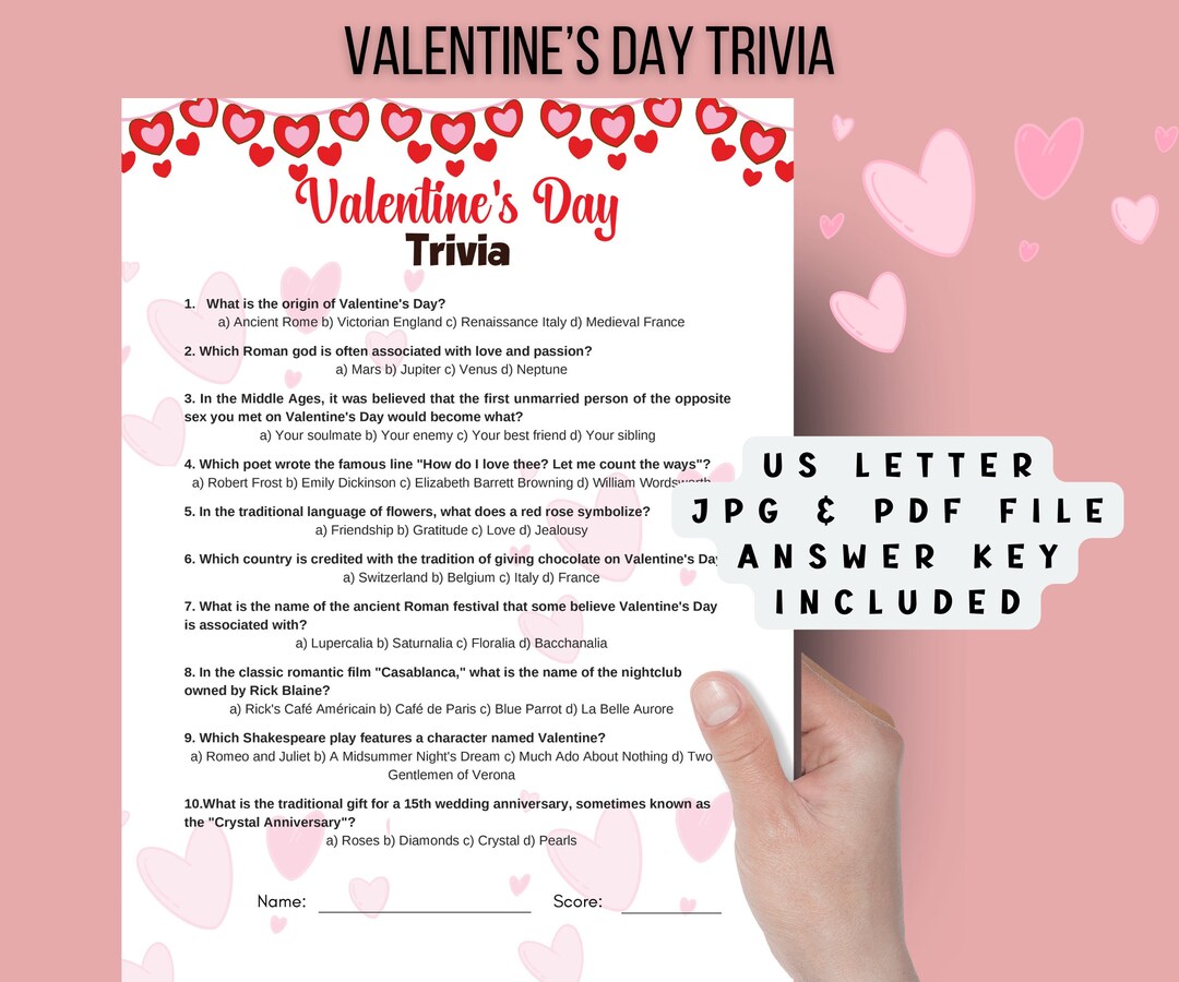 Valentines Day Trivia Game, Valentines Day Party Game for Adults ...