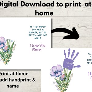 Mother's Day Flower Handprint Art, I Love You Mommy Printable Gift ...