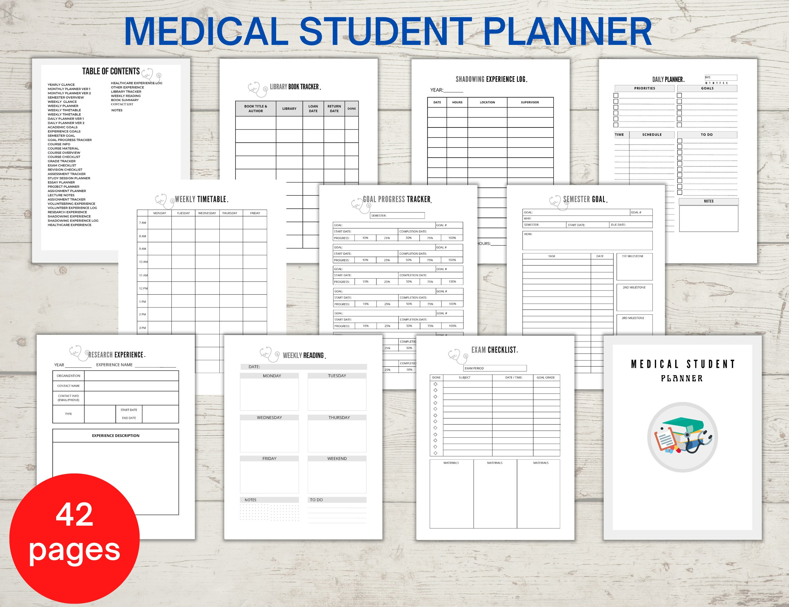 Medical Student Planner, Medical School Fillable Planner - Etsy