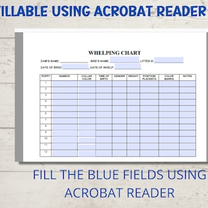 Whelping Chart Editable, Whelping Record, Puppy Whelping, Breeder Forms ...