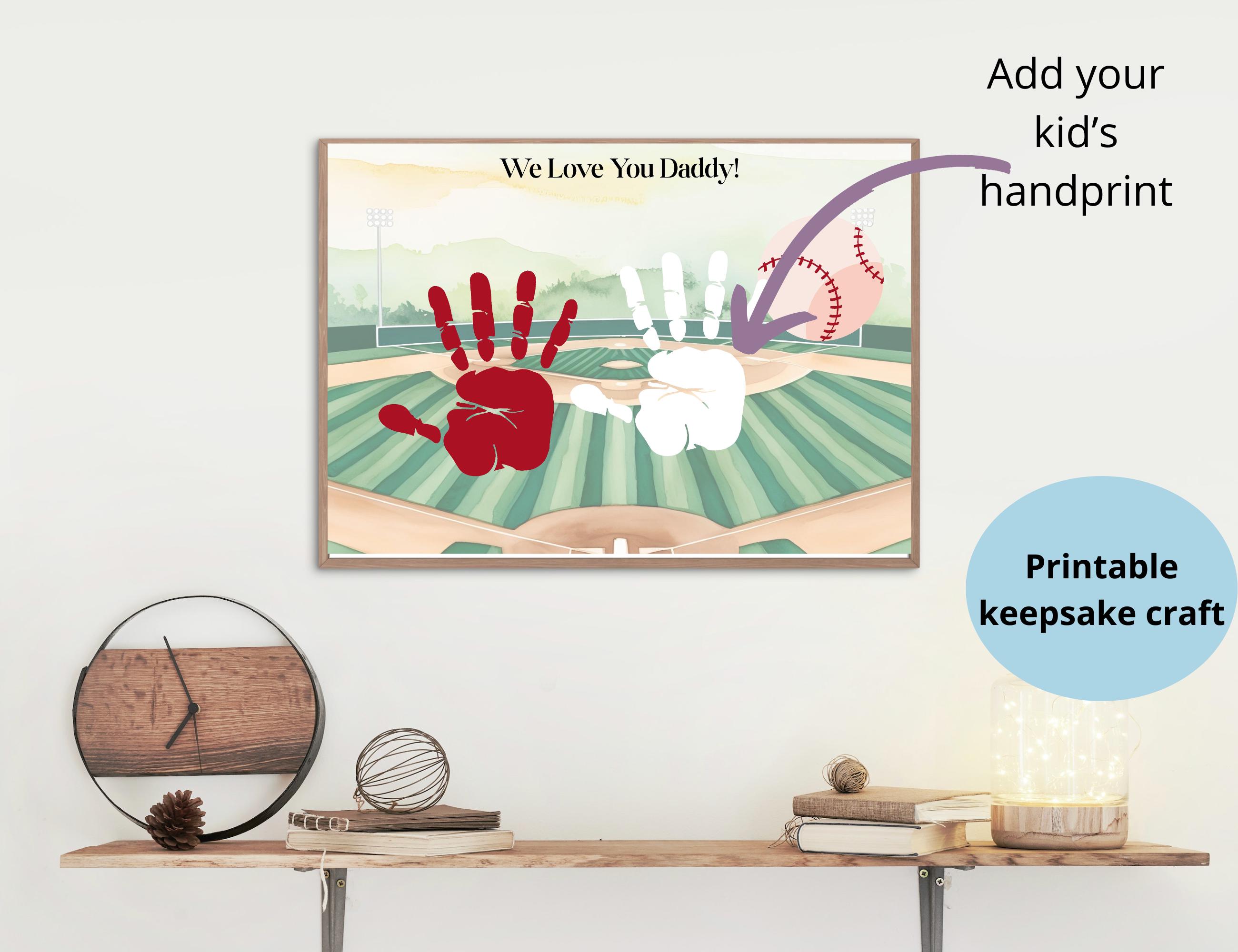Baseball Handprint Craft, Two Hands Baseball Gift, Father's Day ...