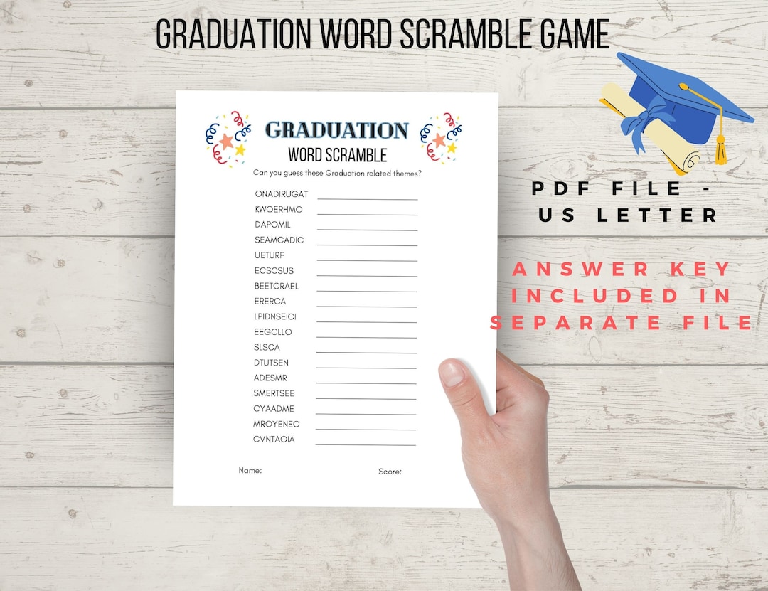 Graduation Game Word Scramble Party Game Printable - Etsy