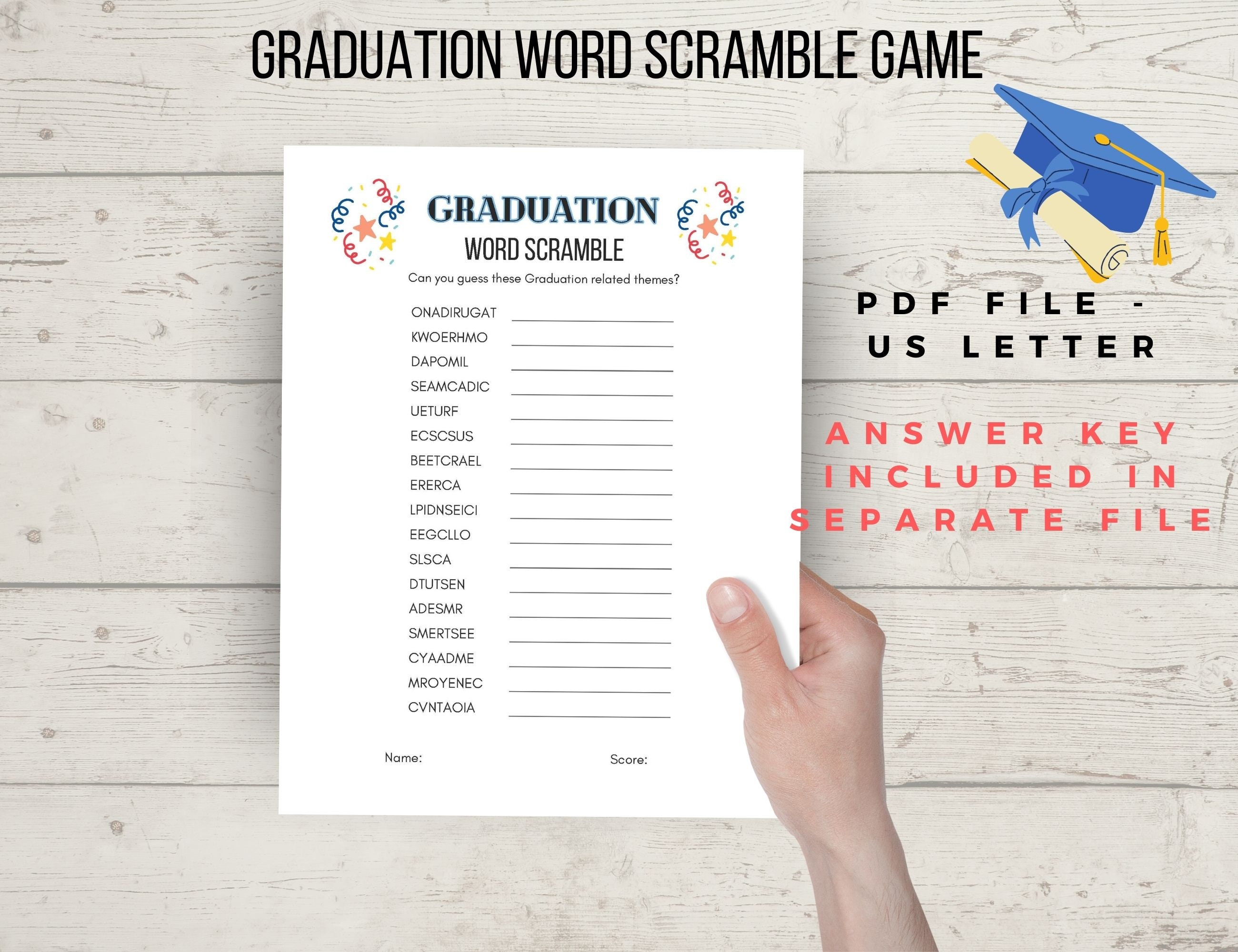 Graduation Game Word Scramble Party Game Printable - Etsy