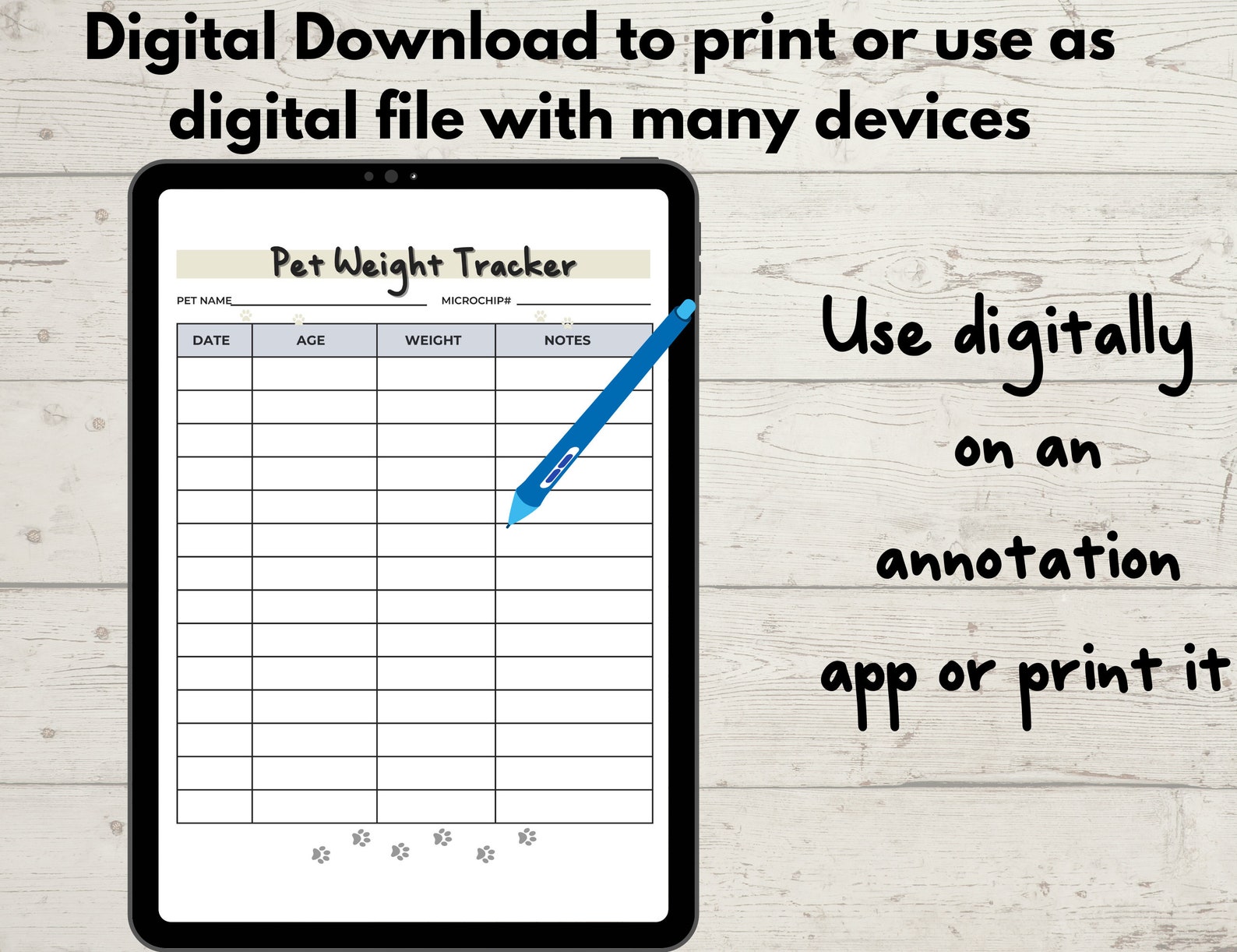 Puppy Weight Chart, Pet Weight Chart for Dog or Cat Editable, Printable ...