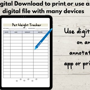 Puppy Weight Chart, Pet Weight Chart for Dog or Cat Editable, Printable ...