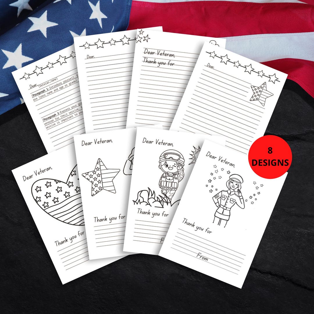 Veterans Day Thank You Coloring Letter, Thank You Veteran Craft ...