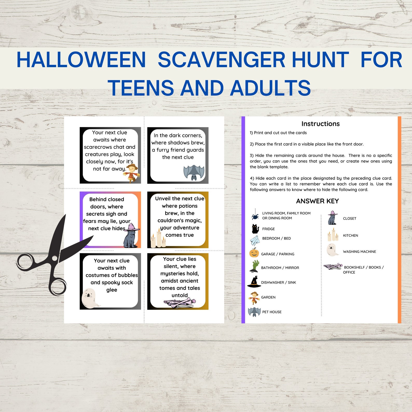 Halloween Scavenger Hunt for Teens and Adults, Halloween Family Game ...