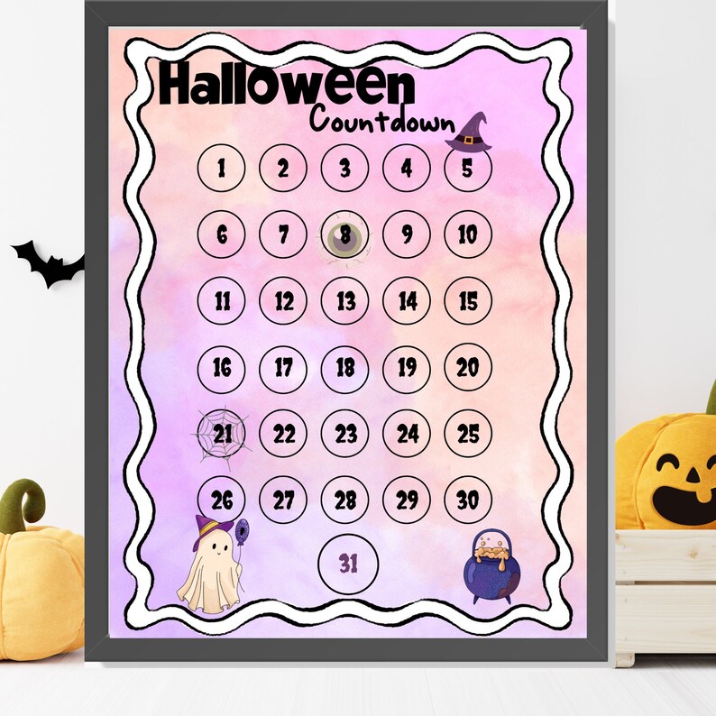 Halloween Countdown Printable, Halloween Advent Calendar - Etsy