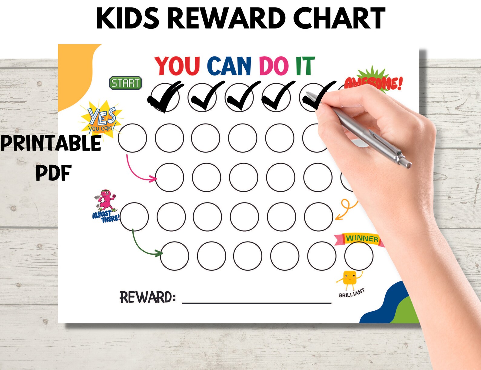 Reward Chart for Kids Printable – Colorful Toddler Chore & Behavior ...