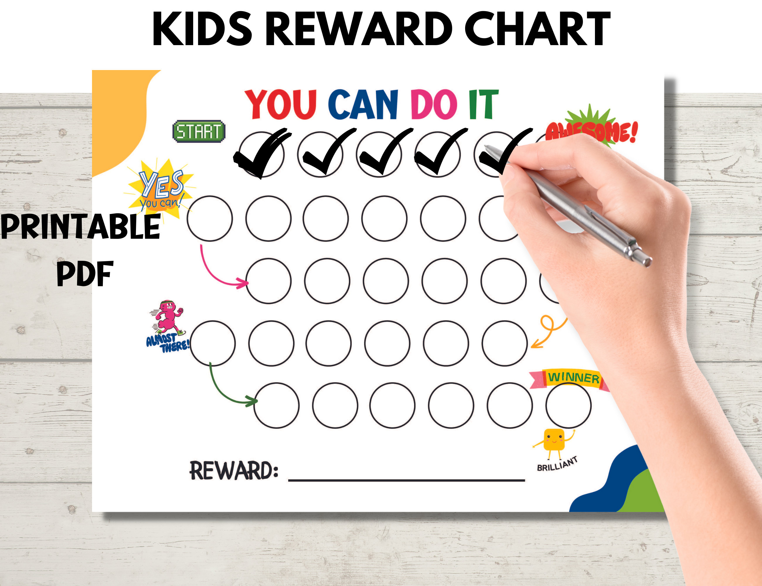 Reward Chart for Kids Printable – Colorful Toddler Chore & Behavior ...
