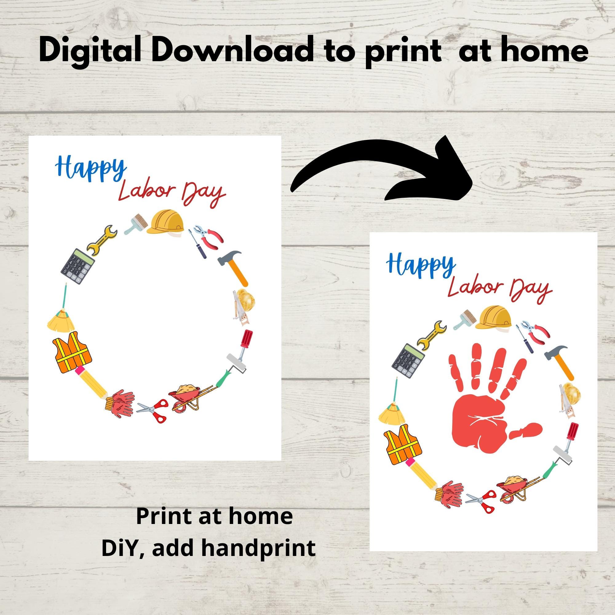 Labor Day Craft, Handprint Craft, Labor Day Thank You Printable ...