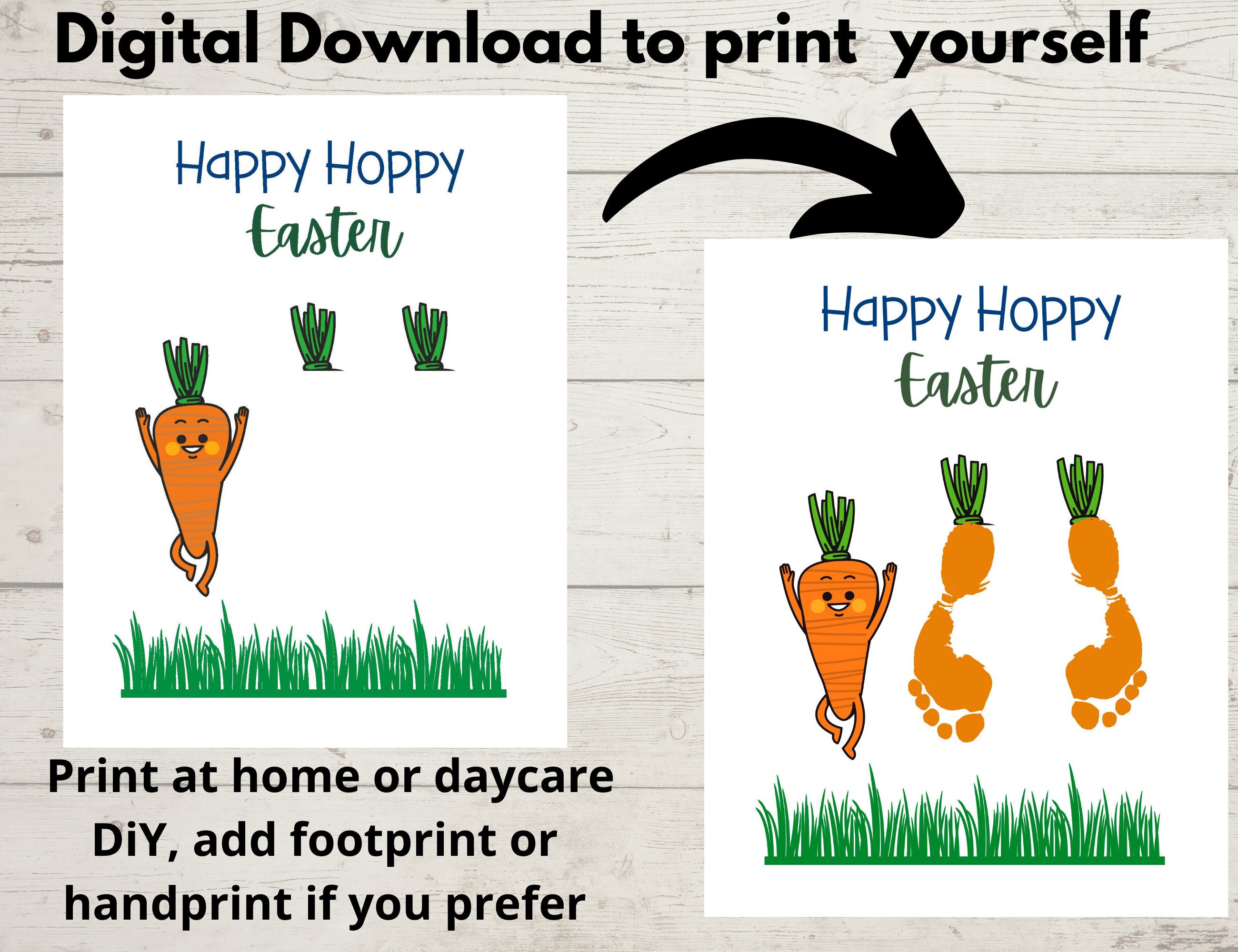 Happy Hoppy Easter Footprint Craft, Handprint Art Daycare Printable ...