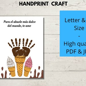 Abuelo Handprint Art, Gift for Abuelo in Spanish, Ice Cream Cone ...