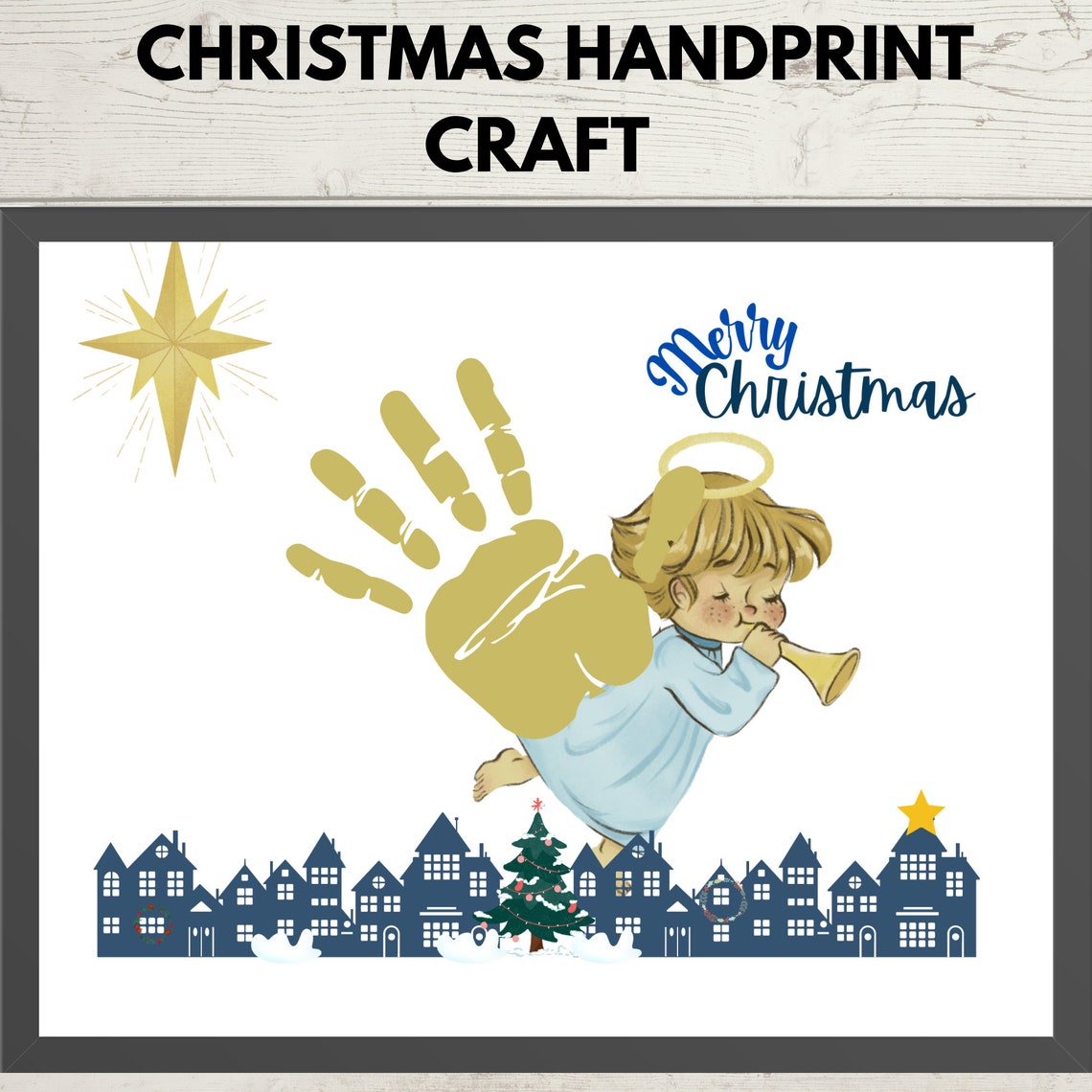 Christmas Angel Handprint Craft Printable Keepsake, Christmas Handprint ...