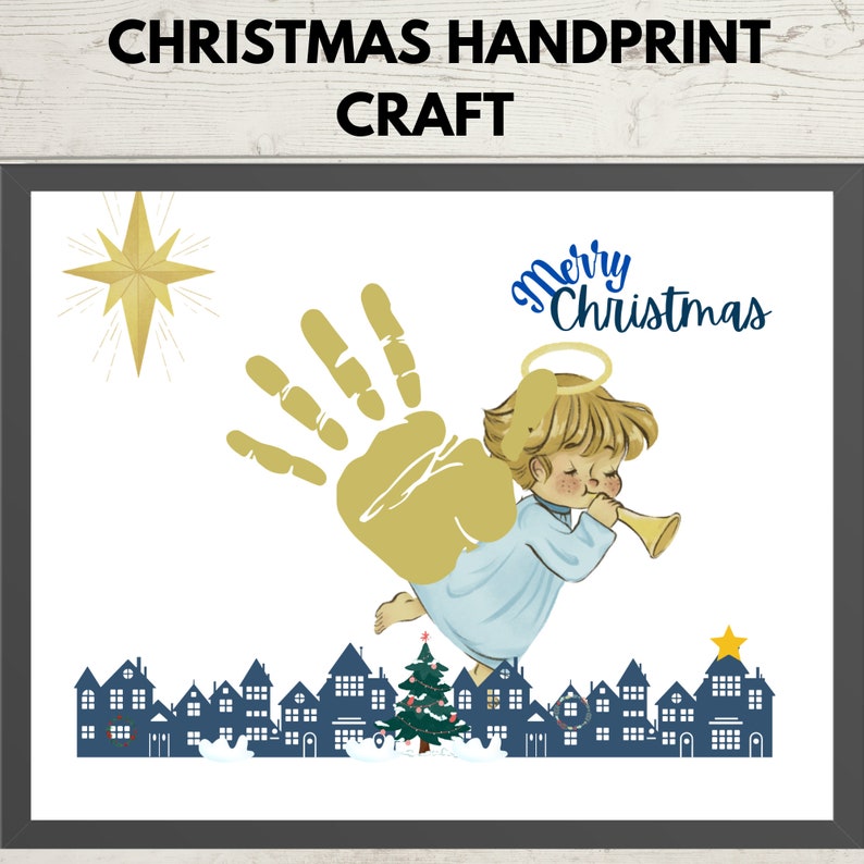 Christmas Angel Handprint Craft Printable Keepsake, Christmas Handprint ...