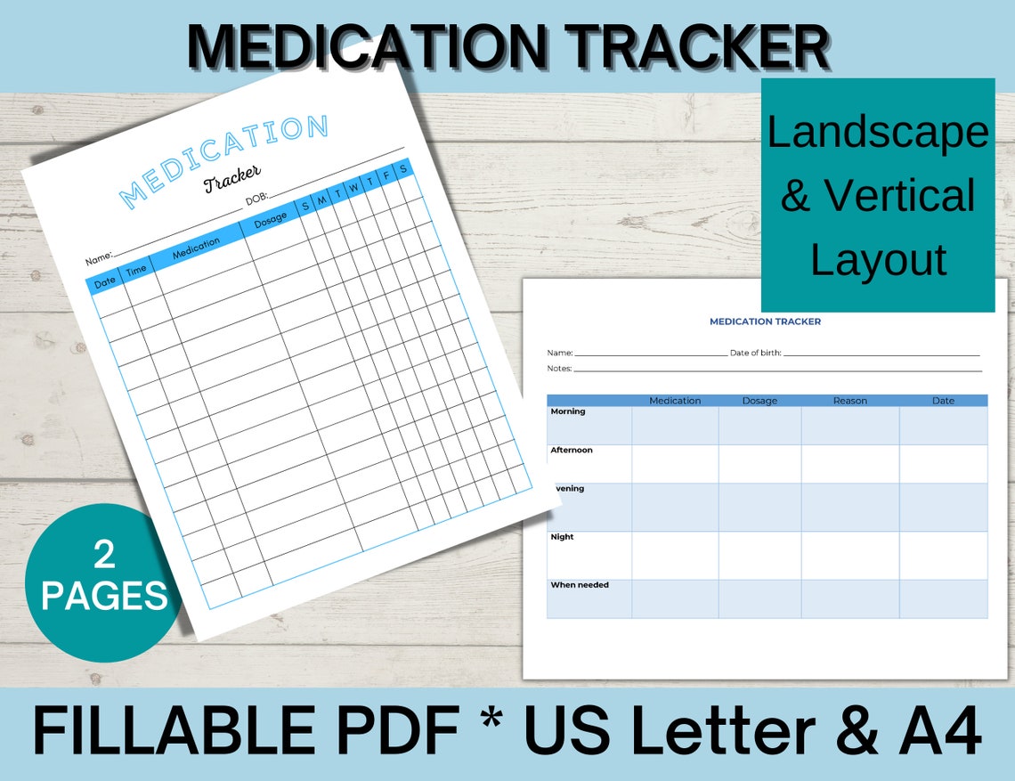 Medication Tracker Fillable, Editable Medication Log, Medicine Tracker ...