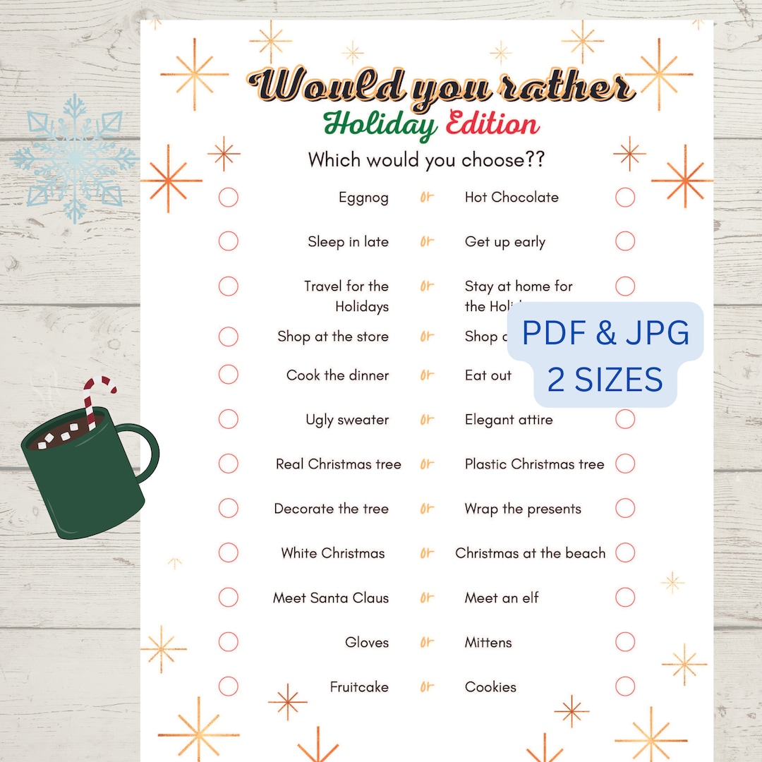Winter Would You Rather, Holiday Edition, Printable Game - Etsy
