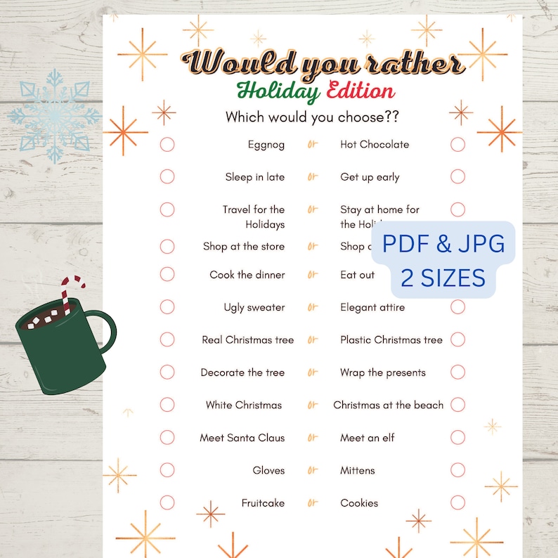 Winter Would You Rather, Holiday Edition, Printable Game - Etsy