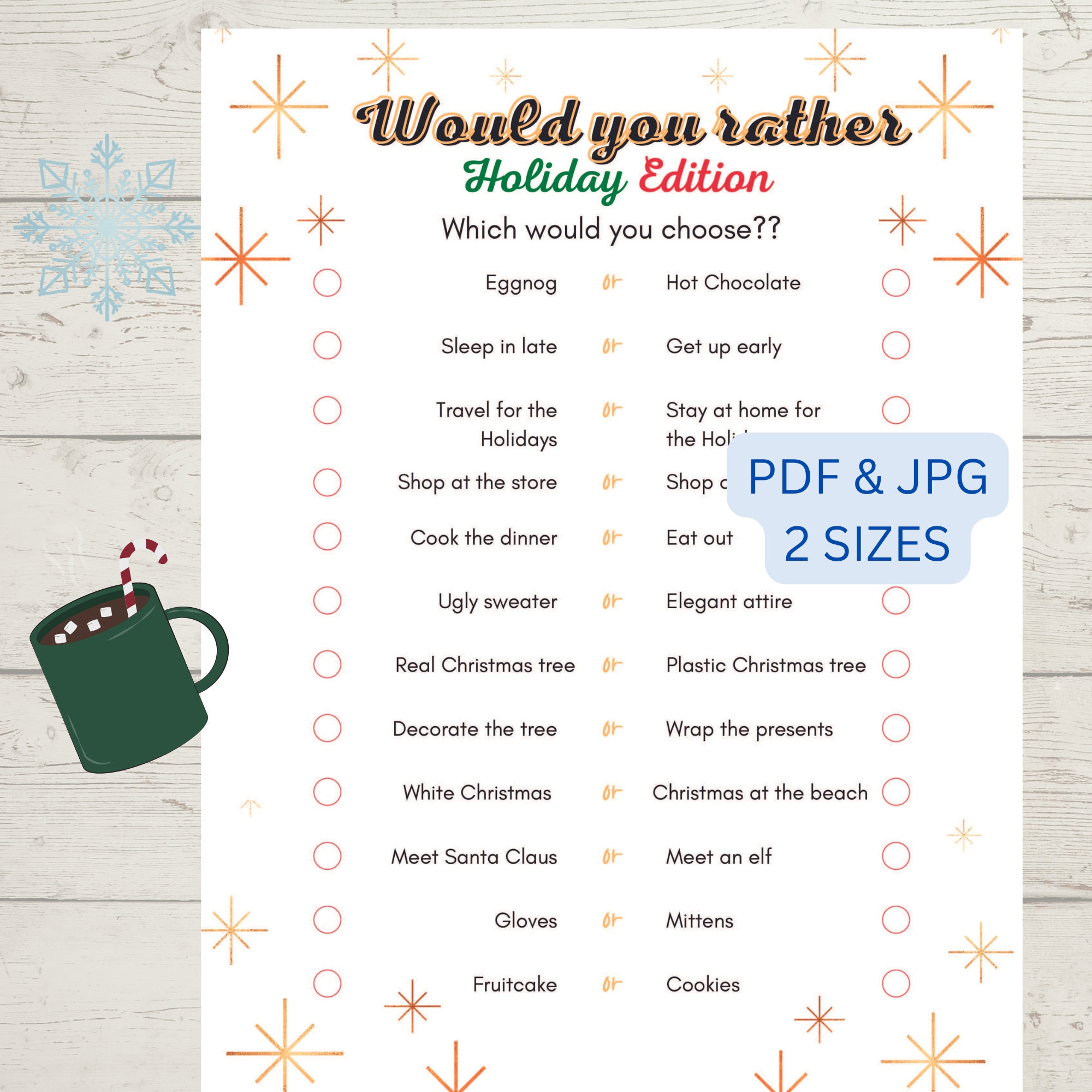 Winter Would You Rather, Holiday Edition, Printable Game - Etsy