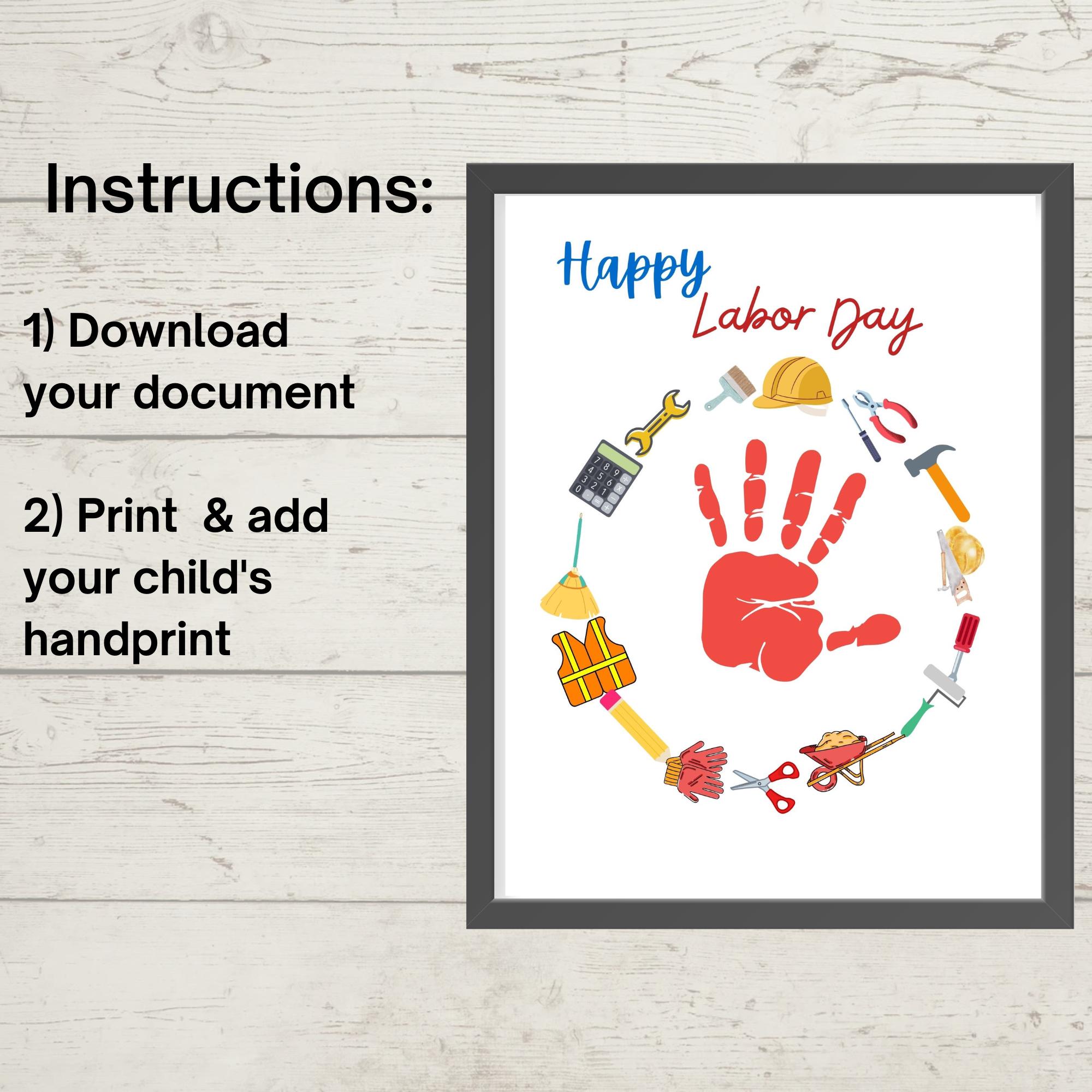 Labor Day Craft, Handprint Craft, Labor Day Thank You Printable ...