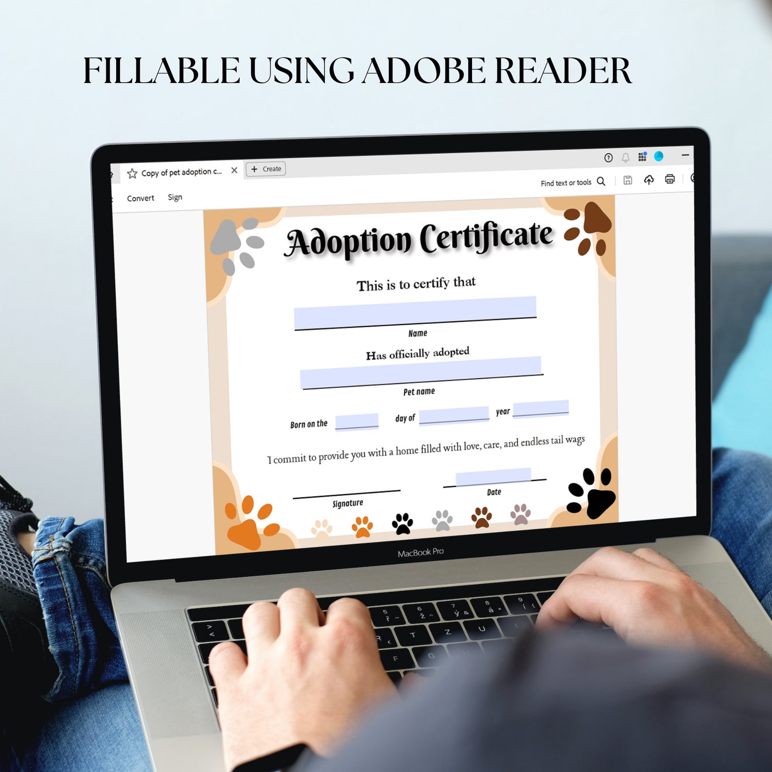 Pet Adoption Certificate Editable, Puppy Adoption Party, Dog Adoption ...