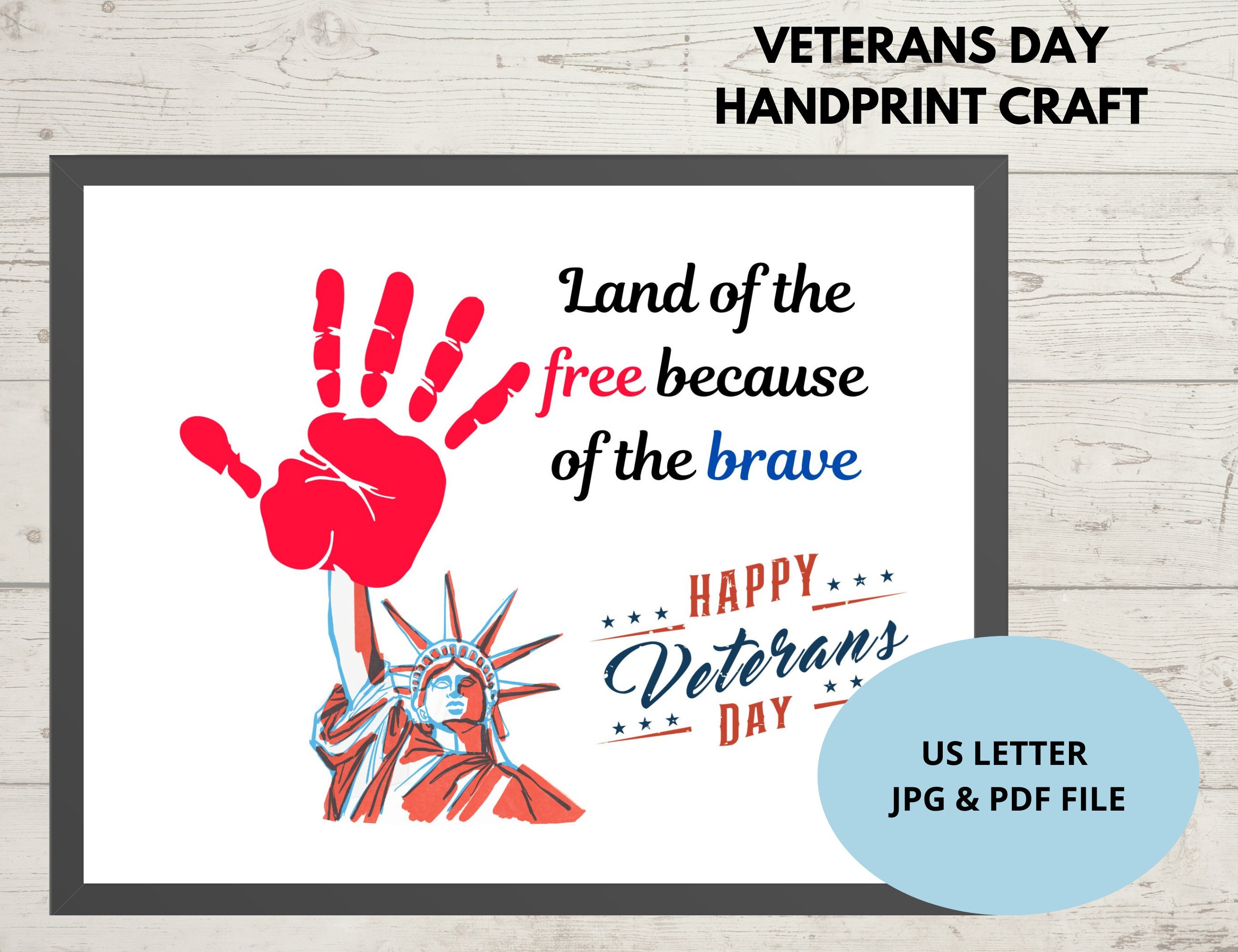 Veterans Day Handprint Art, Thank You Veteran Handprint Craft, Vetera ...