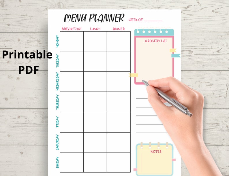 Weekly Meal Planner, Menu Planner Printable, Editable Meal Planner ...