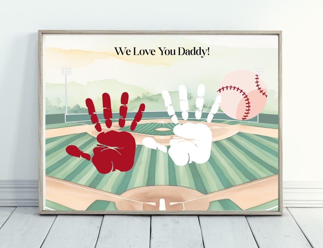 Baseball Handprint Craft, Two Hands Baseball Gift, Father's Day ...