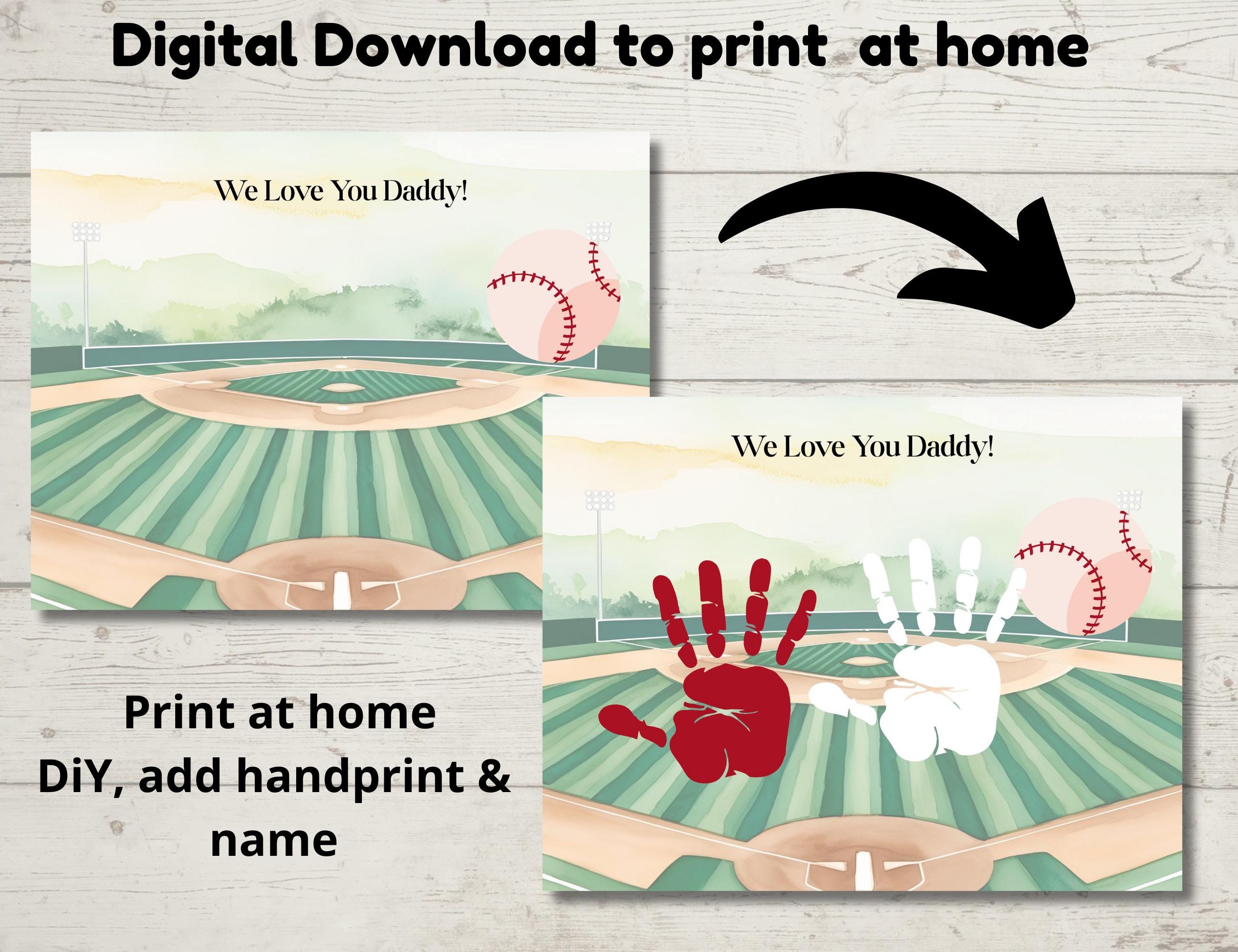 Baseball Handprint Craft, Two Hands Baseball Gift, Father's Day ...