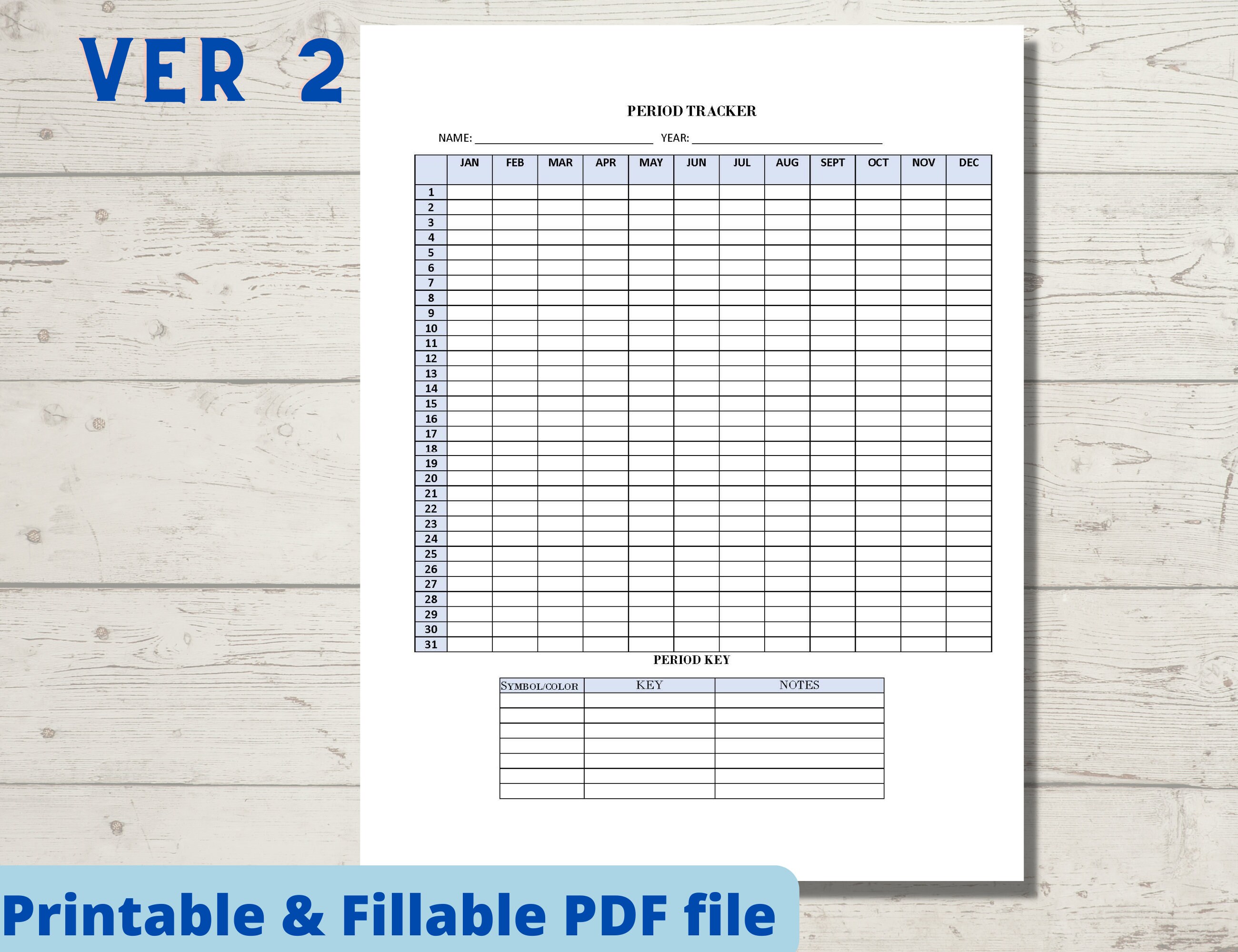 Period Tracker Editable,yearly Period Symptom Tracker, Period Log ...