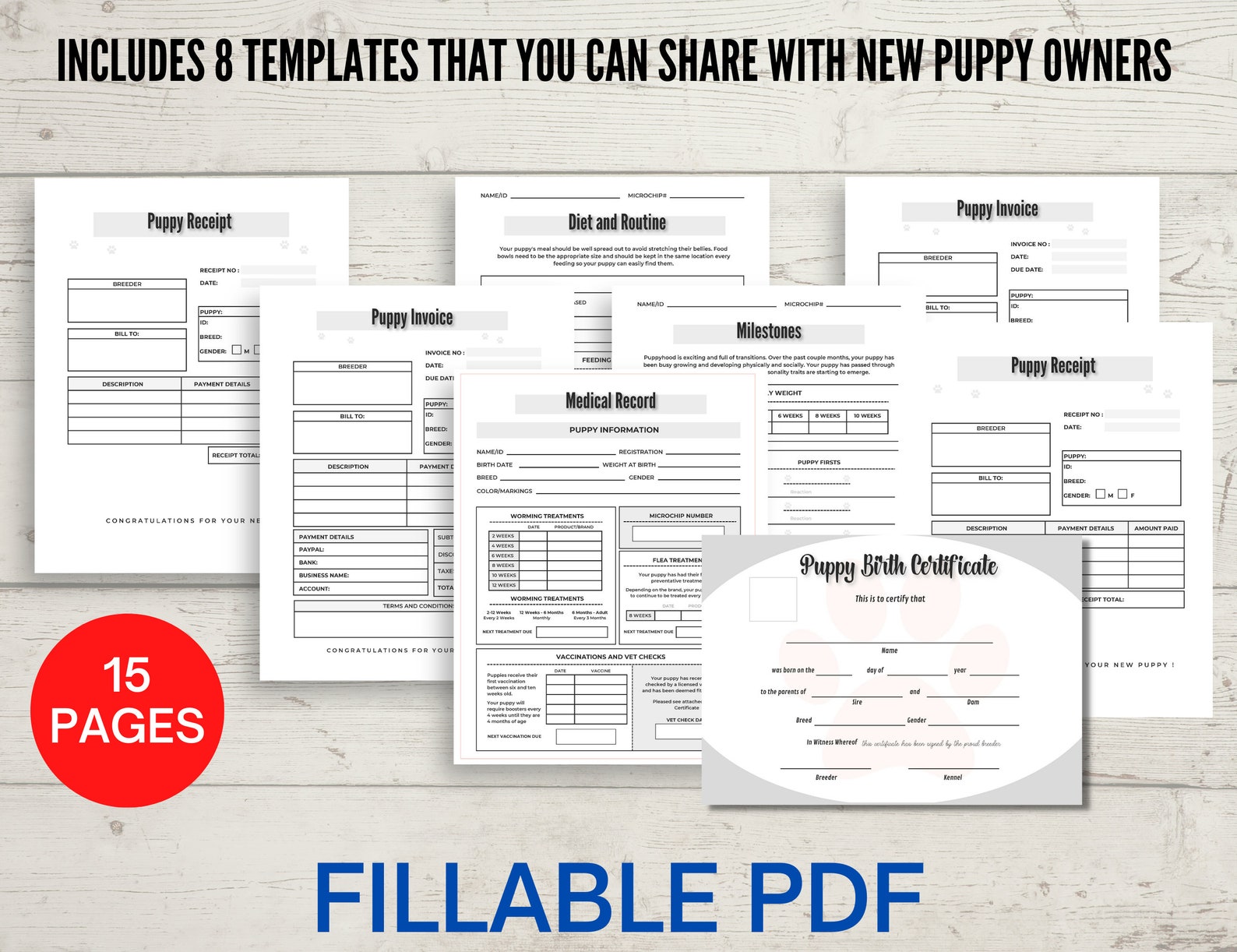Breeder Forms Bundle, Whelping Records and Puppy Pack Included, Instant ...