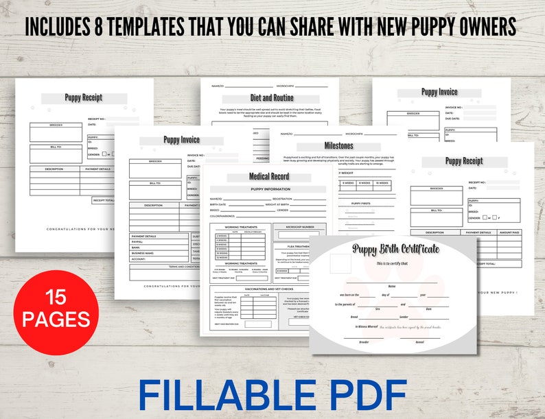Breeder Forms Bundle, Whelping Records and Puppy Pack Included, Instant ...