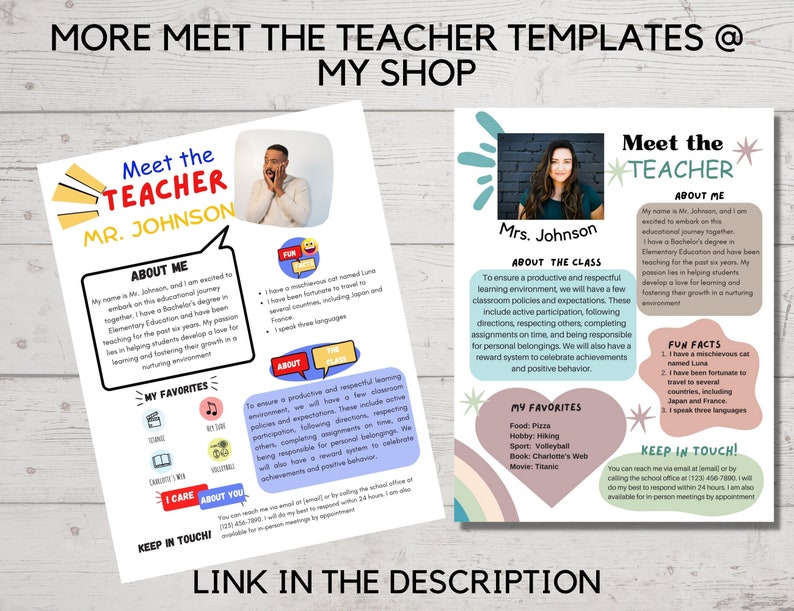 Meet the Teacher Pastel Rainbow Canva Editable Template, Teacher About ...