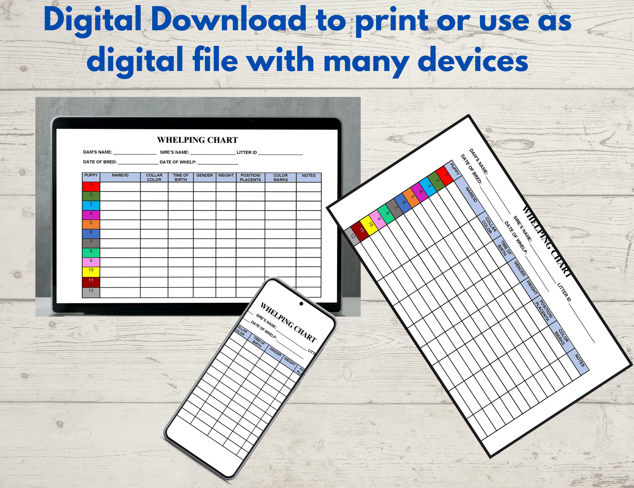 Whelping Chart Editable, Whelping Record, Puppy Whelping, Breeder Forms ...