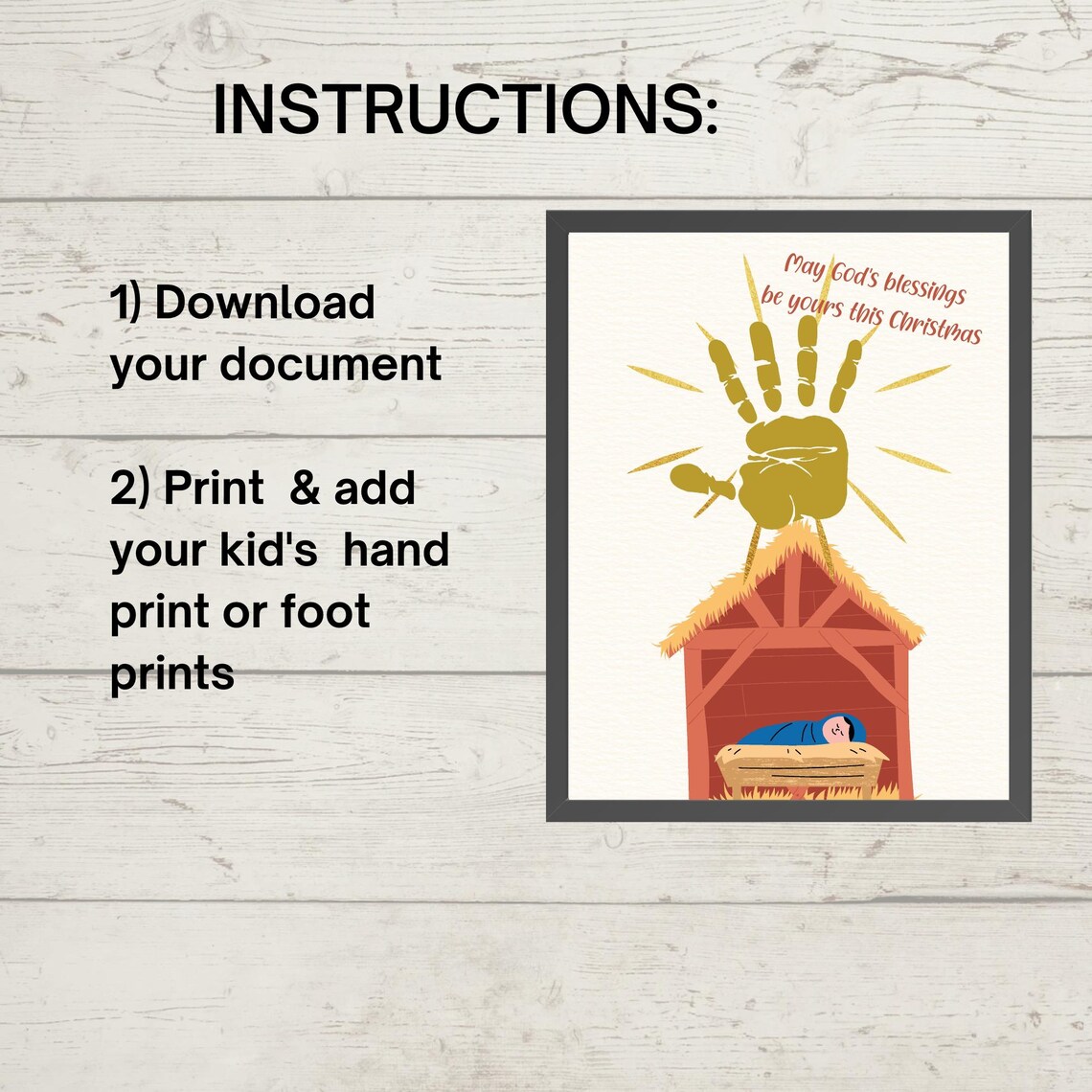 Nativity Craft for Kids Printable Keepsake, Baby Jesus Handprint ...