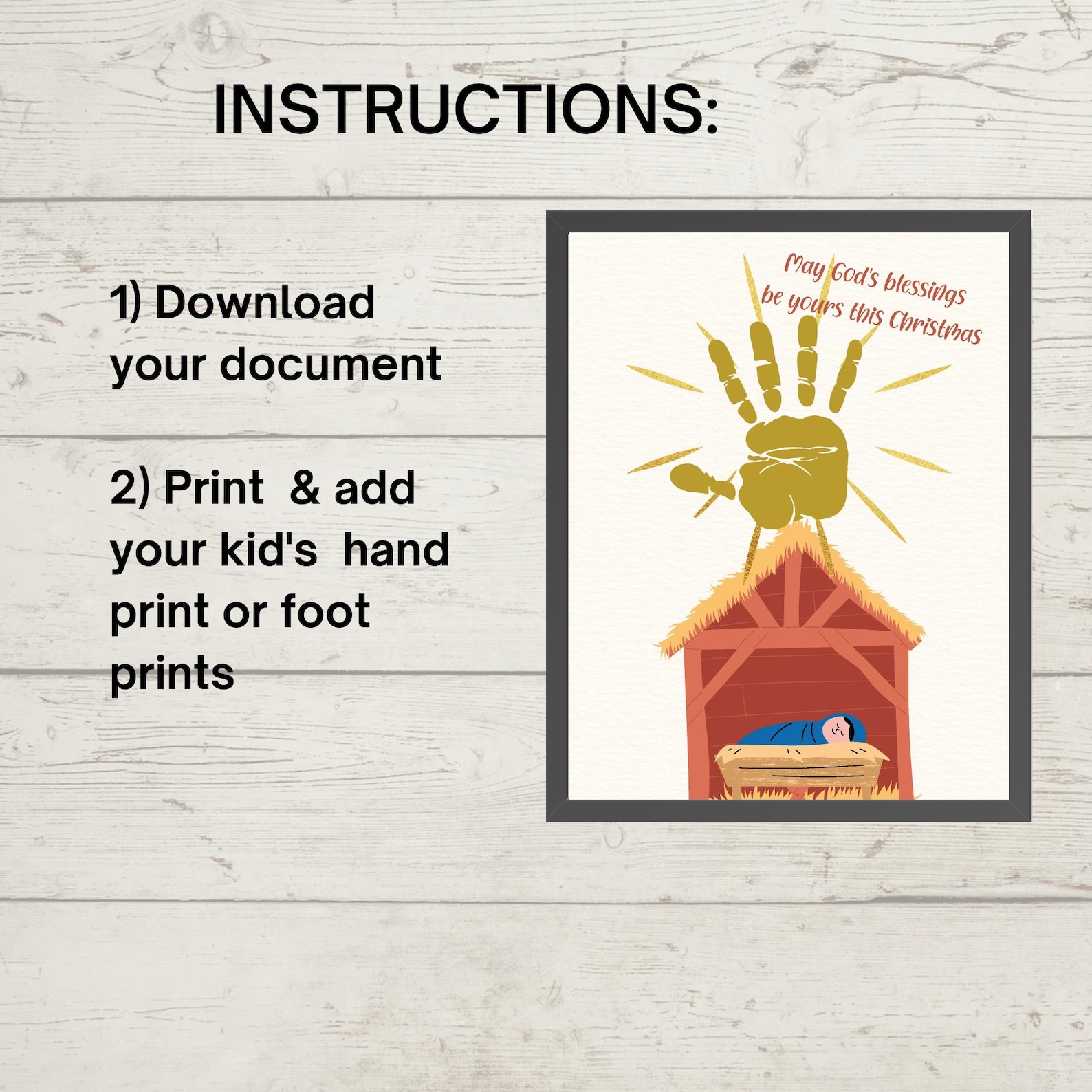 Nativity Craft for Kids Printable Keepsake, Baby Jesus Handprint ...