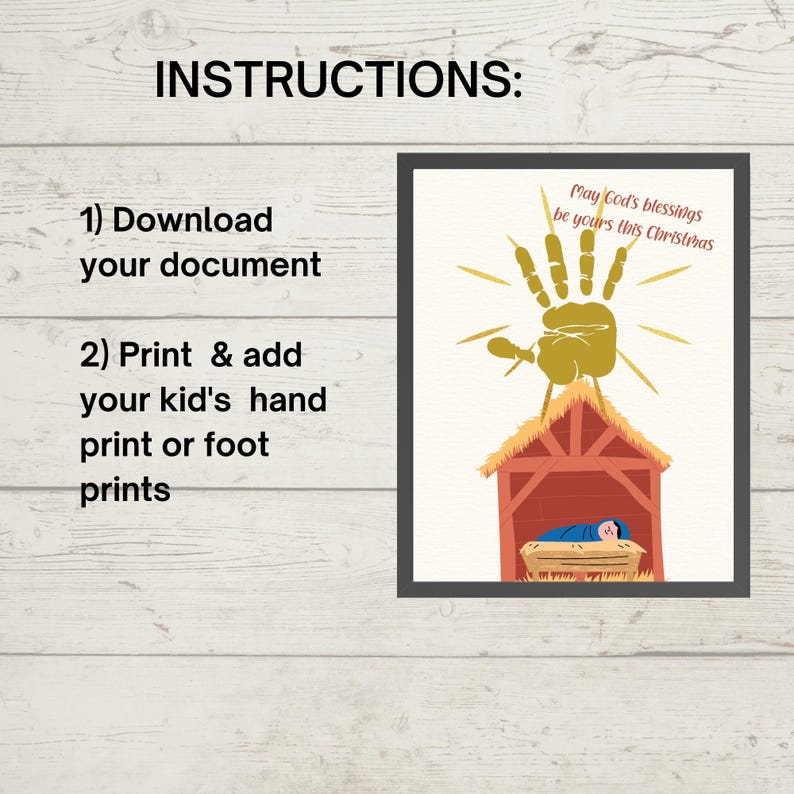 Nativity Craft for Kids Printable Keepsake, Baby Jesus Handprint ...