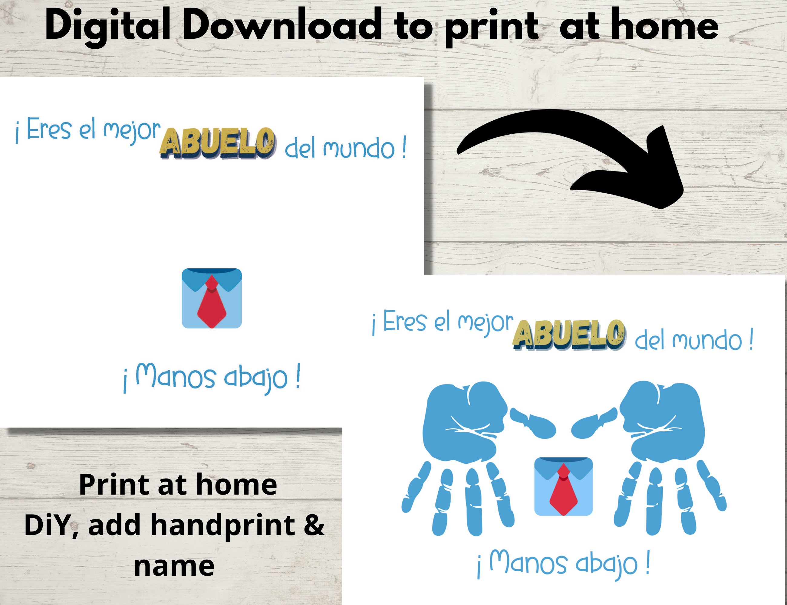 Grandparents Day Handprint Grandpa Handprint Craft Gift, Grandfather ...