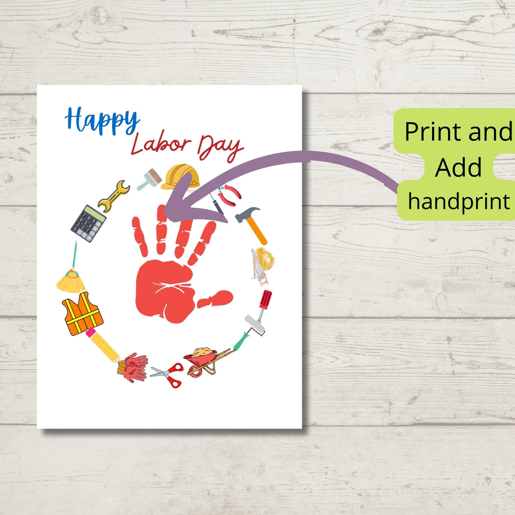 Labor Day Craft, Handprint Craft, Labor Day Thank You Printable ...
