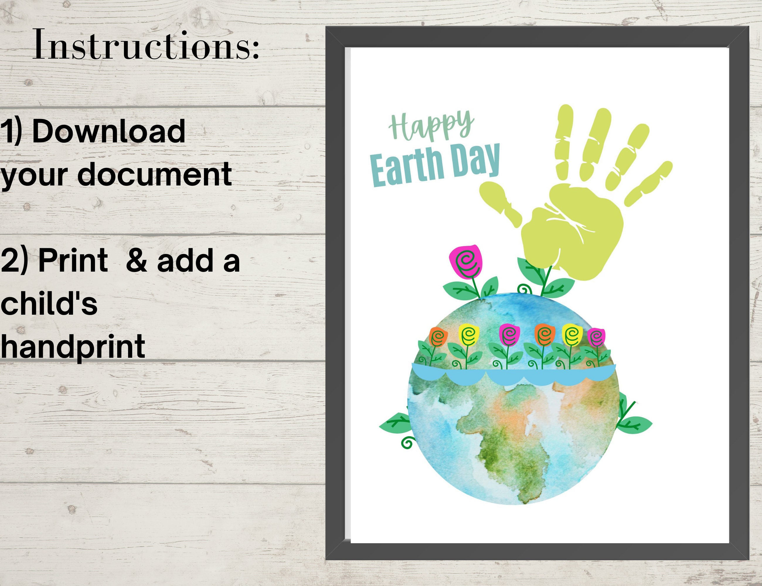 Earth Day Handprint Art, Earth Day Printable Activity for Preschool or ...